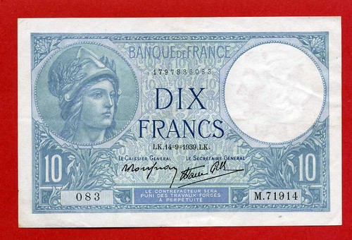 (M.719) 10 FRANCS MINERVE 14/09/1939 (SPL+) | eBay