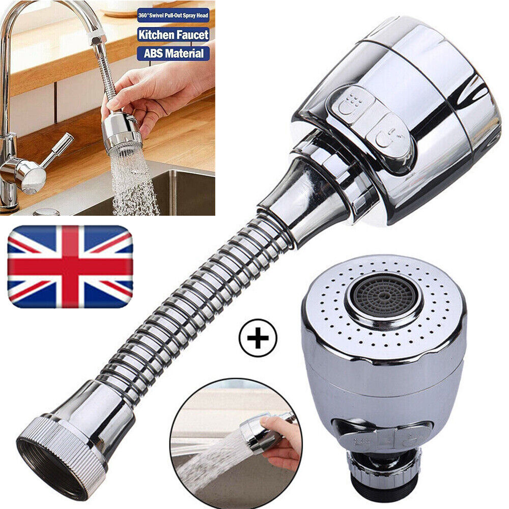 360°Flexible Bendable Extender Faucet Kitchen Sink Tap Spray Head ...
