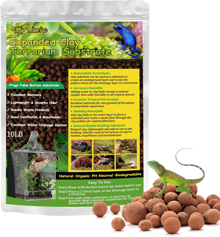 10LBS Expanded Clay Balls Terrarium Substrate for Reptiles - 100% ...