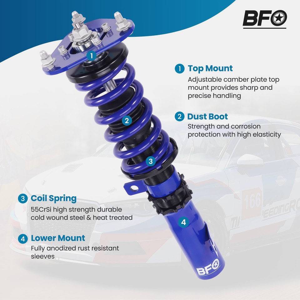 BFO Coilover Lowering Kit ADJUSTABLE Height For TOYOTA COROLLA 03-08 ...