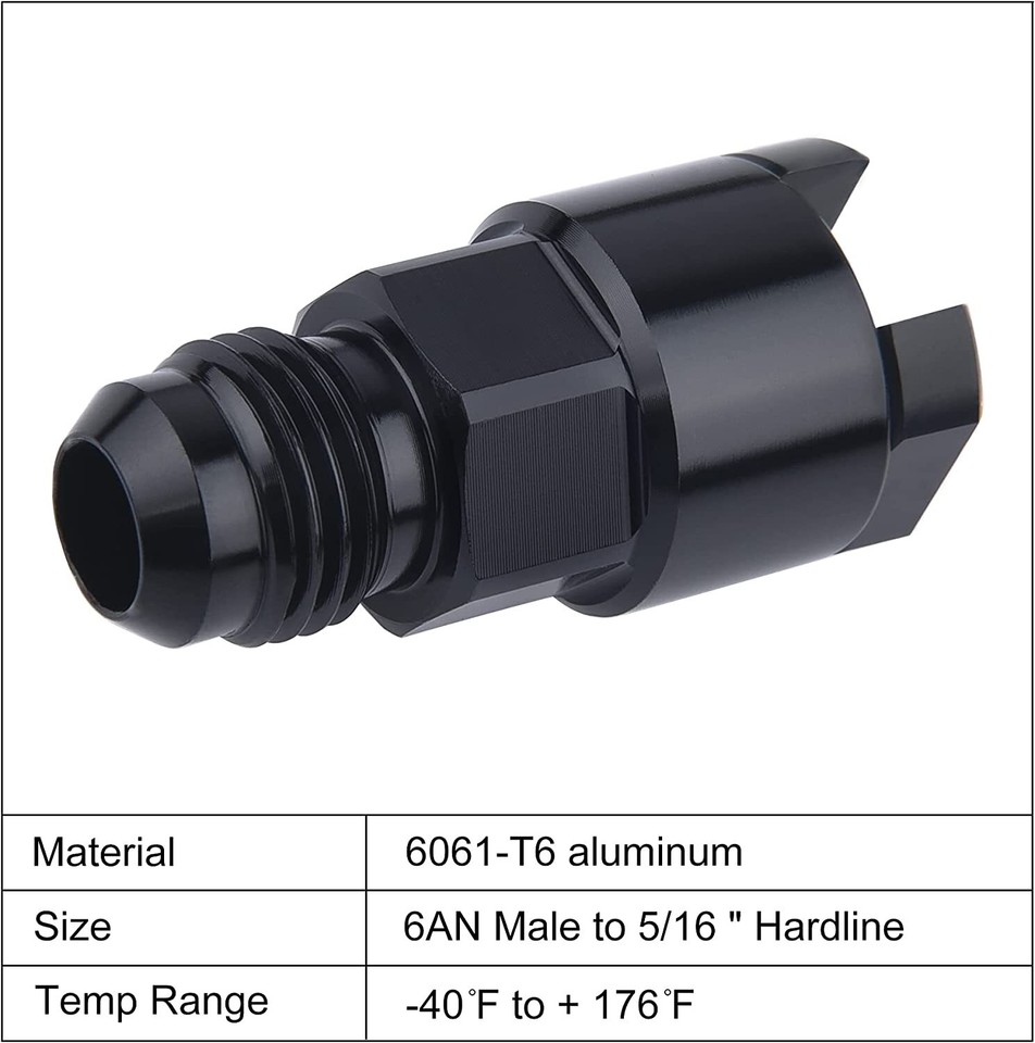 6AN Fuel Adapter Fitting to 5/16" GM Quick Connect W/Thread Female ...