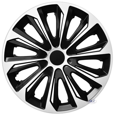 15" Wheel Trims Covers White-Black Hub Caps 15 Inch Strong 4-Pcs Set ...