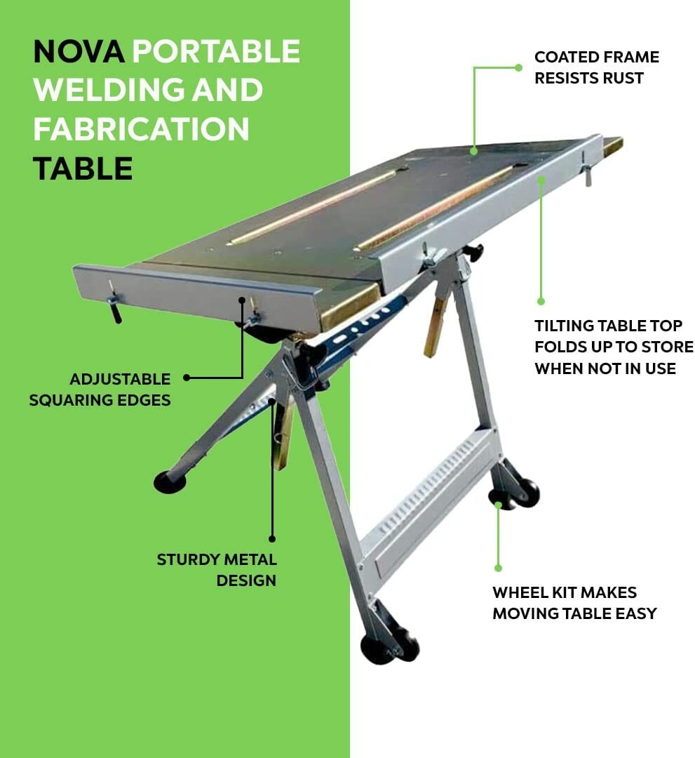 NOVA Portable Welding and Fabrication Table Adjustable Tilt Heavy Duty ...