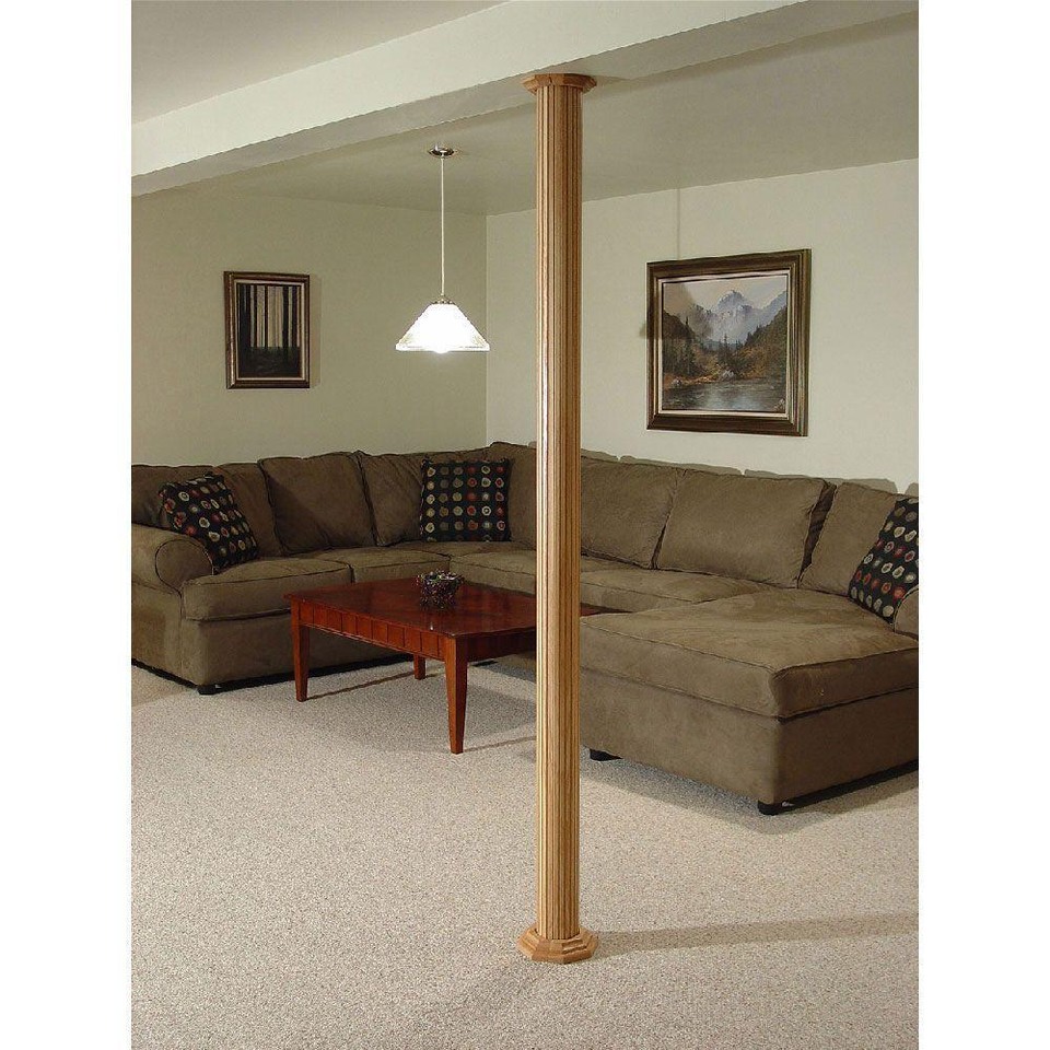 Pole Wrap 96 in. x 12 in. Oak Basement Support Column Cover Decor ...