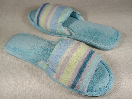 Dearfoams Women's Stretch Terry Open Toe Scuffs Slippers - Size Large ...