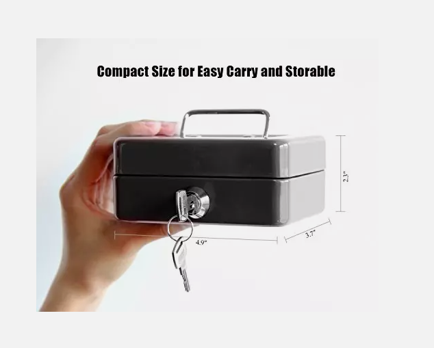 Small Fireproof Security Box Safe Chest Key Lock Money Document Cash ...