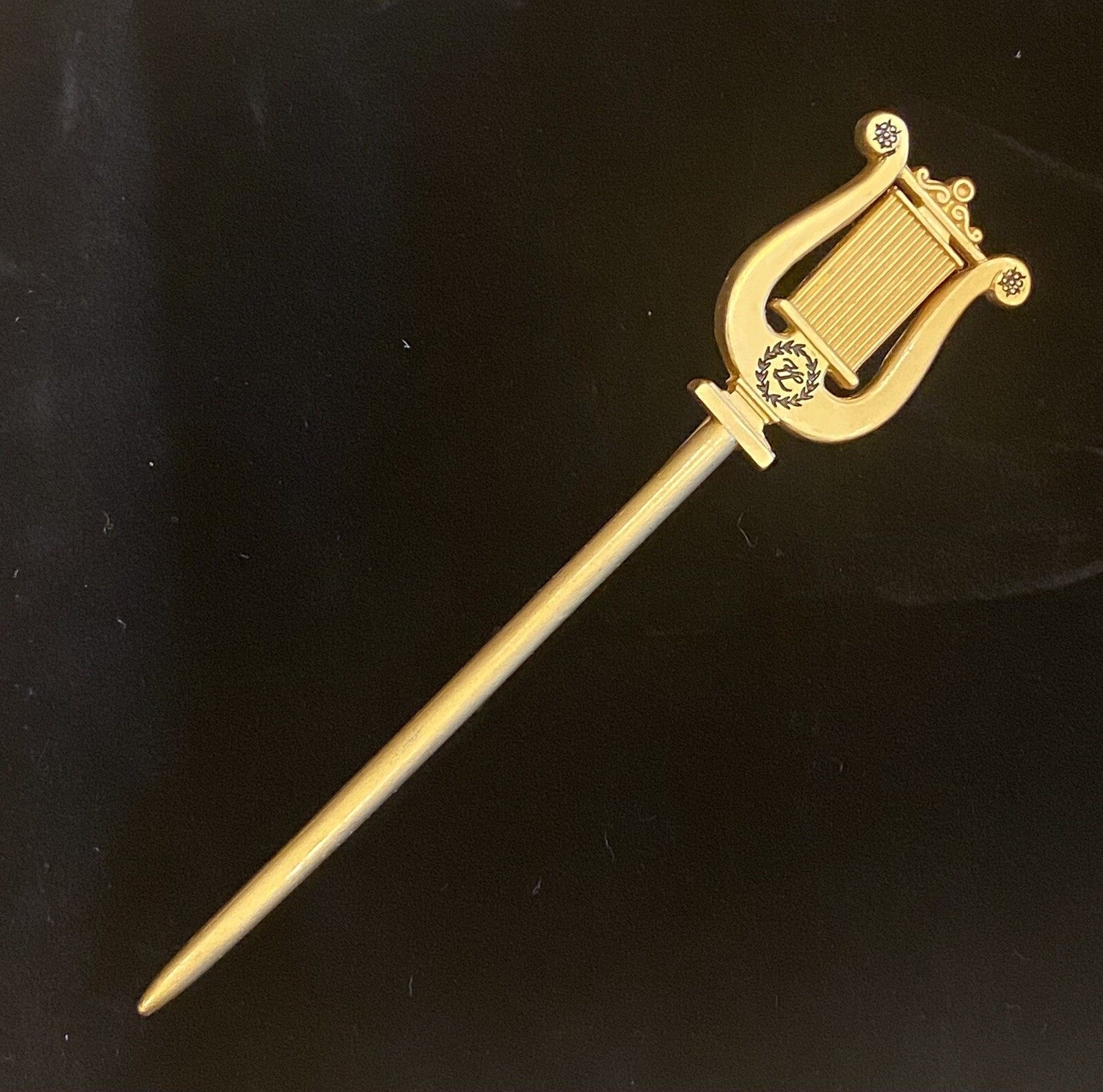 VINTAGE KL KARL LAGERFELD HARP BROOCH PIN - Gem