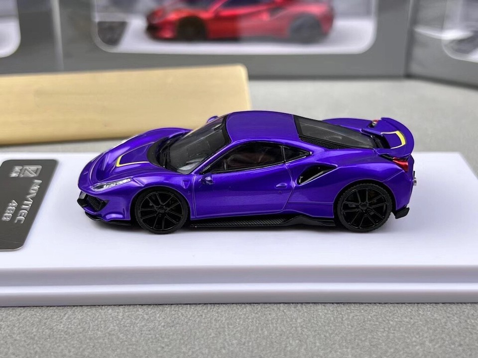 DCM 1:64 Purple Novitec 488 Pista Racing Sports Model Diecast Metal Car ...