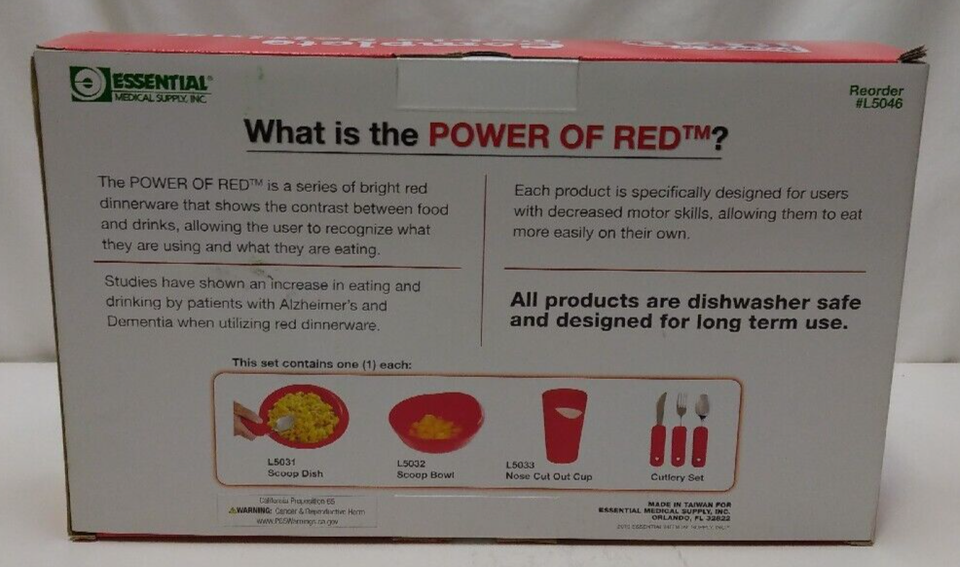 Essential Medical Supply Power of Red Complete Adaptive Dinnerware Set ...