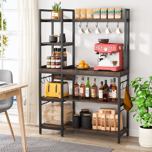 Kitchen Bakers Rack with Storage and Hutch, 5-Tier Kitchen 648722198652 ...