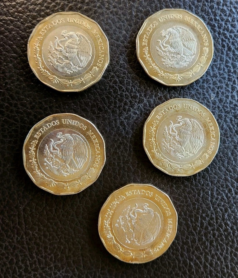 Lot 5 MEXICO 20 PESOS COIN MONEDAS 2021 BICENTENARIO INDEPENDENCIA ...