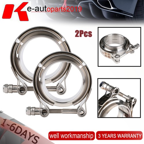 2Pcs 2.5" inch 64mm V-Band Vband Clamp Stainless Steel Flange exhaust ...