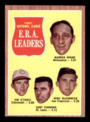 1962 Topps Baseball #56 N.L. E.R.A. Leaders Spahn EX *e1 | eBay