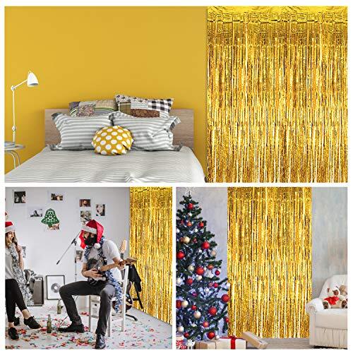 Shiny Gold Metallic Foil Fringe Door & Window Curtain Party Decoration ...