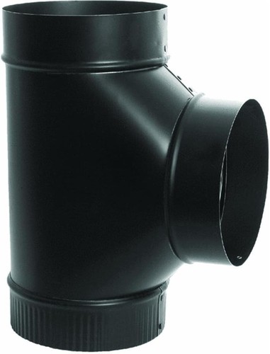 BM0085 8" 24 Gauge Black Stove Pipe Cleanout Tee , No Cap - Pack of 2 ...