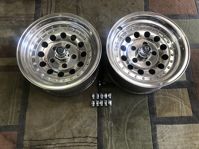PAIR 15x7 Aluminum Polished Modular Wheels 4 3/4 BOLT PATTERN Chevy ...