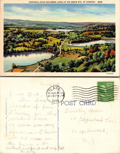 Hortonia Echo and Beebe Lakes Green Mountains Vermont VT Postcard | eBay