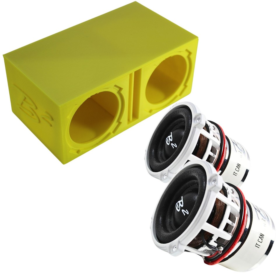 Dual Ported Subwoofer Box Enclosure w/2x B2 Audio Rampage RC2 2" Mini ...
