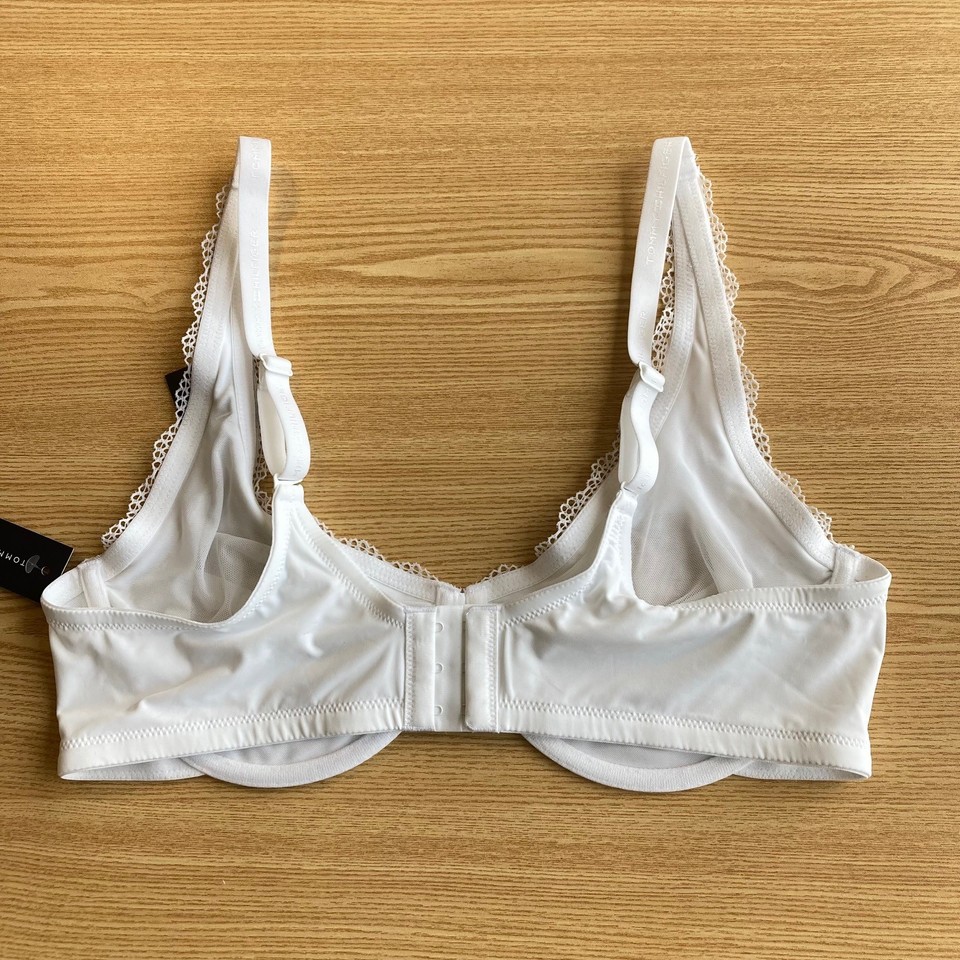 Tommy Hilfiger Unlined Underwire Micro Logo Bra Lace Trim 38C White NWT ...