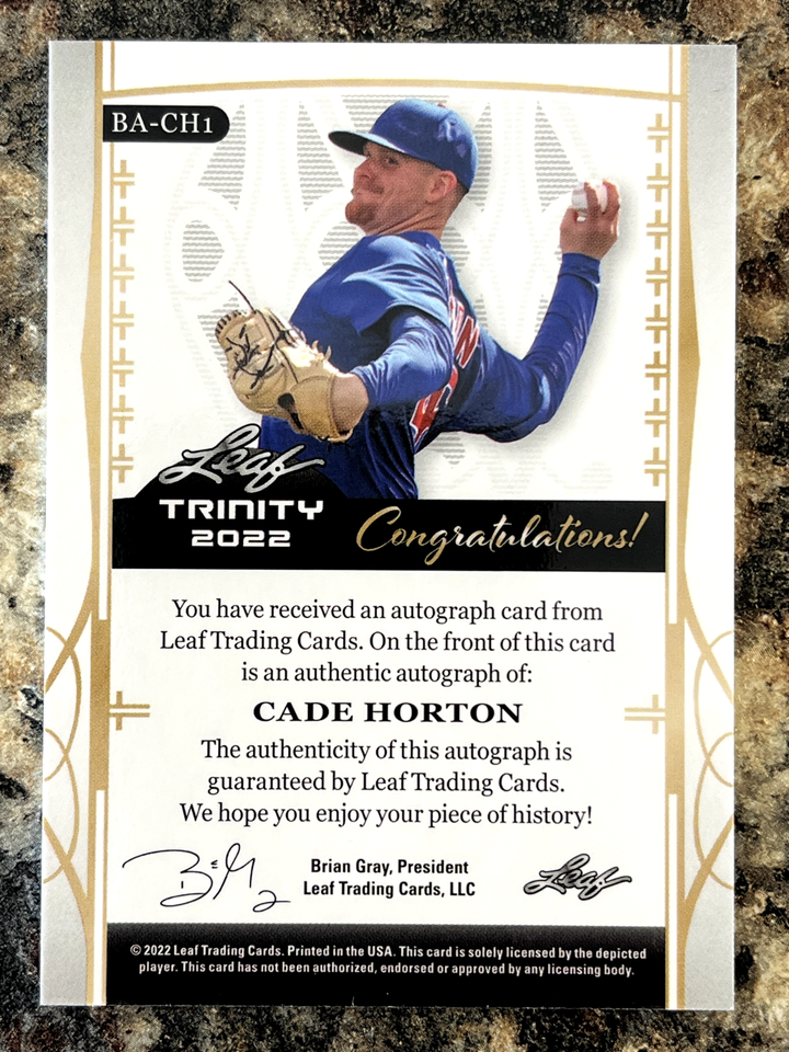 Cade Horton 2022 Leaf Trinity Blue Auto Autograph 7/25 Chicago Cubs | eBay