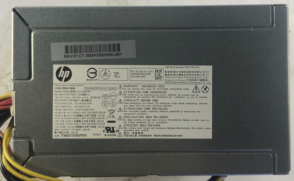 HP Pro 3405 Microtower PC D10-300N1A 300W Switching Power Supply ...