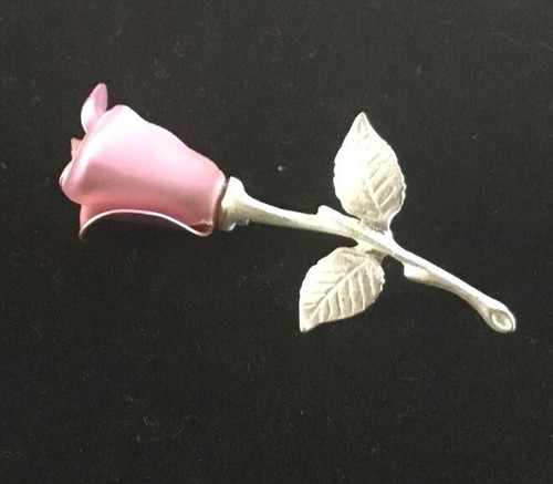 Avon Pink Rose Brooch Pin Silvertone Vintage Estate | eBay