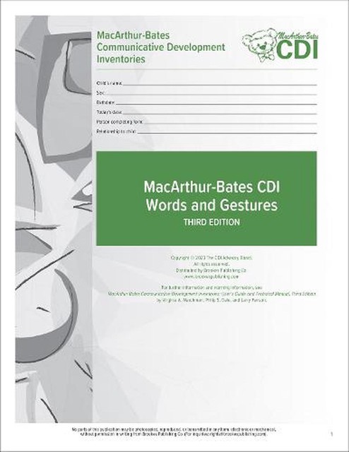 MacArthur-Bates Communicative Development Inventories (CDI) Words and ...