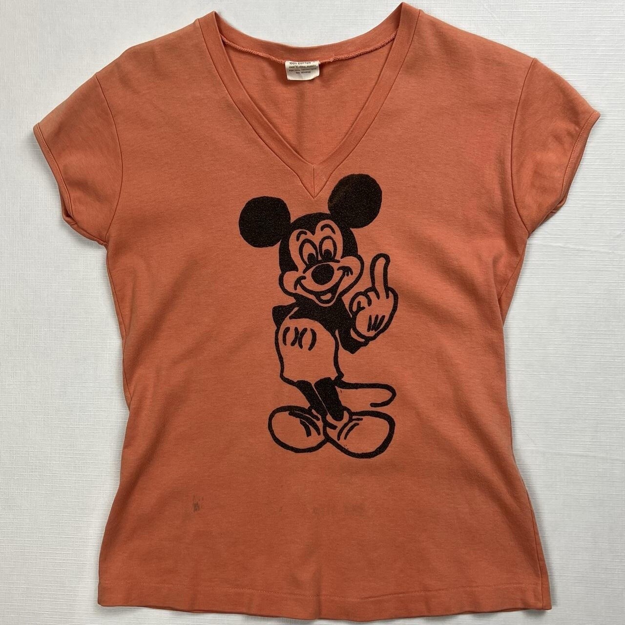 Rare Vintage 70’s Mickey Mouse Middle Finger Peach Wo… - Gem
