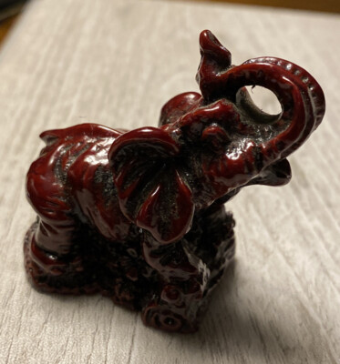 Handcrafted Red Resin Elephant Figurine Lacquer Chinese Statue Bull ...