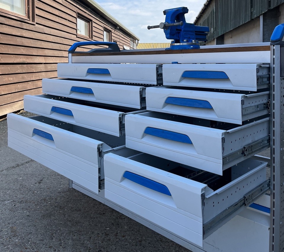 VAN RACKING SHELVING DRAWERS DRAWS WORKTOP CHEST VICE SORTIMO BOTT TEVO ...