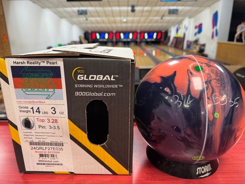 14 lb 900 GLOBAL HARSH REALITY PEARL BOWLING BALL UNDRILLED 3 1/4" PIN ...