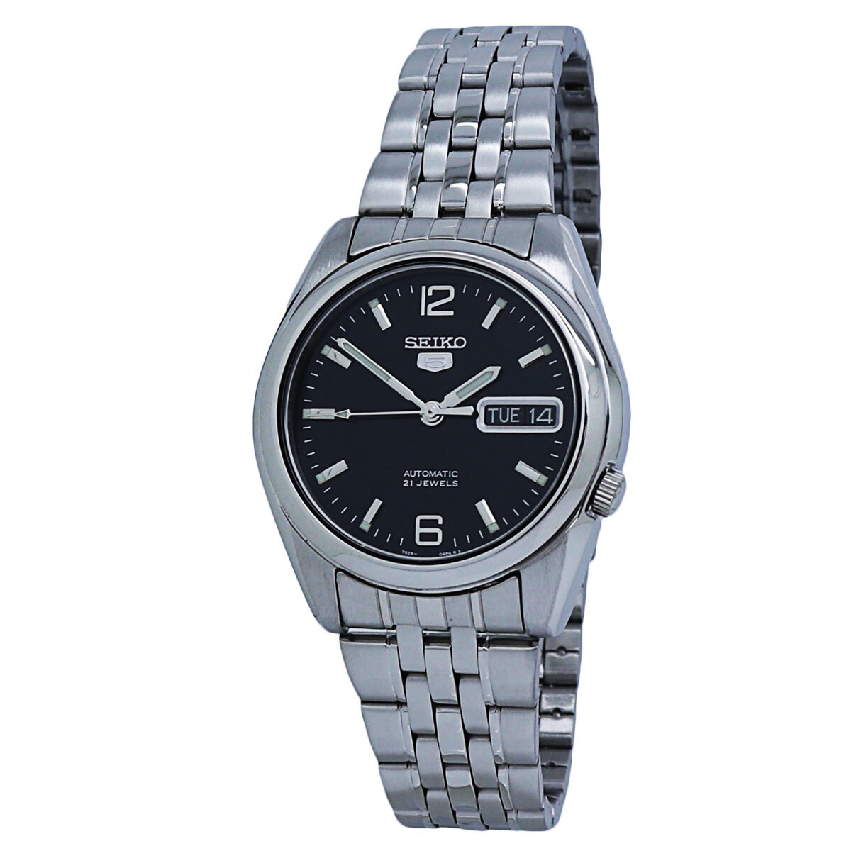Seiko 5 Automatic 21 Jewels Black Dial Stainless Steel Men's Watch ...