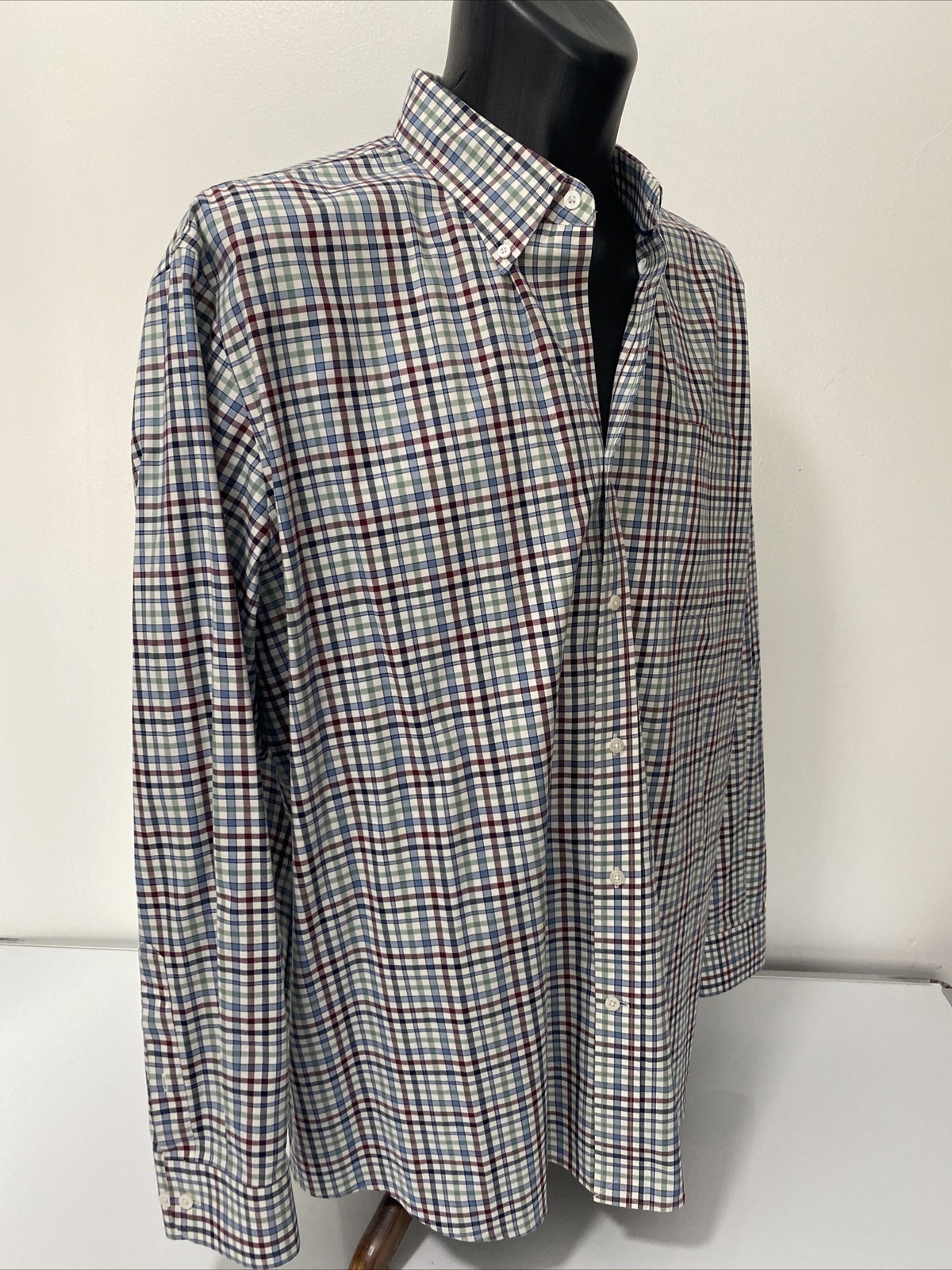 Lands' End Men's Multi Gingham Non Iron Button Down Long Sleeve Shirt ...