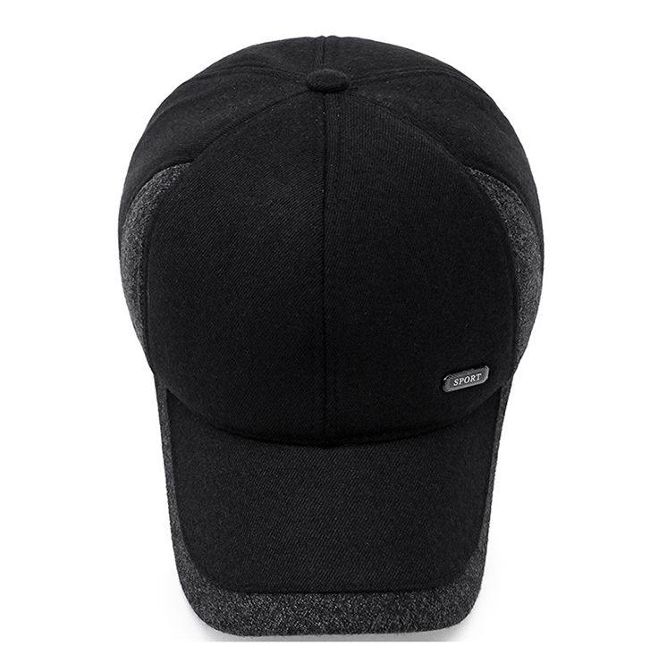 Men's Warm Wool Baseball Cap Ear Flaps Thicken Cotton Snapback Hats ...