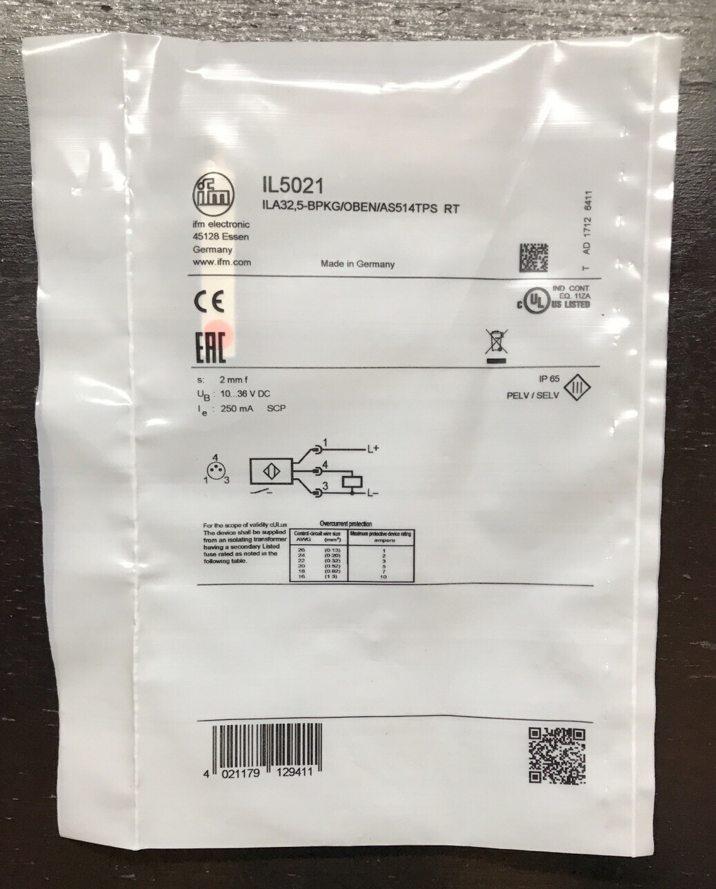 Ifm IL5021 inductive rectangular sensor 2mm range 10-36VDC | eBay