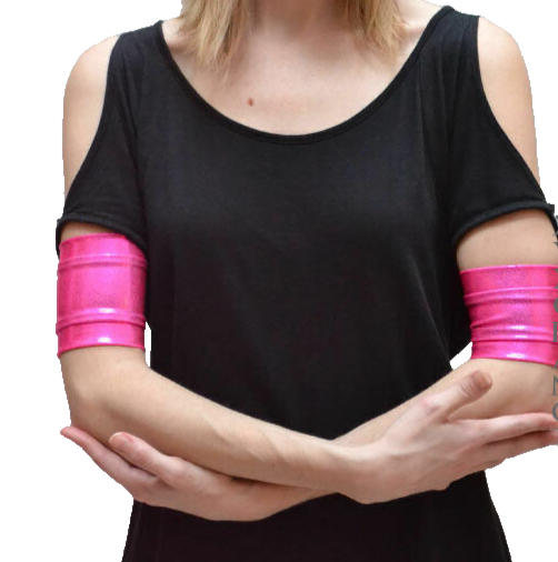 Bicep Arm Cuffs Pink Metallic Bands Wrestler Costume Gloves Spandex ...