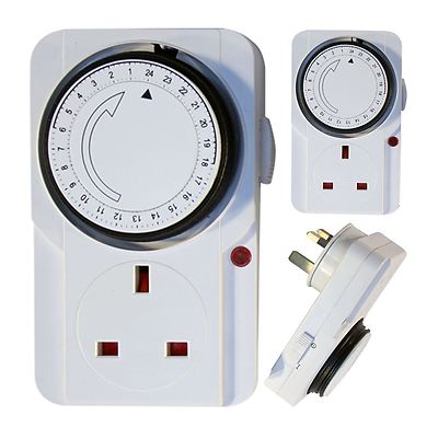 3 X 24hr MAINS PLUG IN TIMER SWITCH TIME CLOCK SOCKET 3 PIN LIGHTS ...