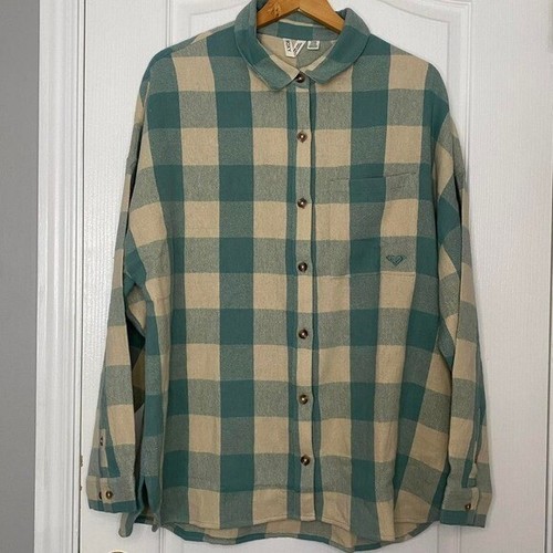 Roxy blue and cream plaid button-up shirt | eBay