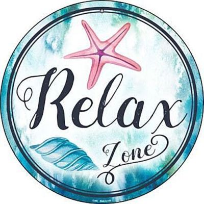 Relax Zone 12" Round Metal Sign Quiet Chill Stress Free Novelty Home ...