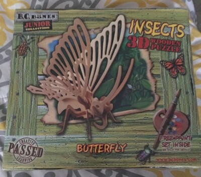 New BUTTERFLY Shaped Insects 3D Wooden Puzzle Craft Kit Paintable | eBay