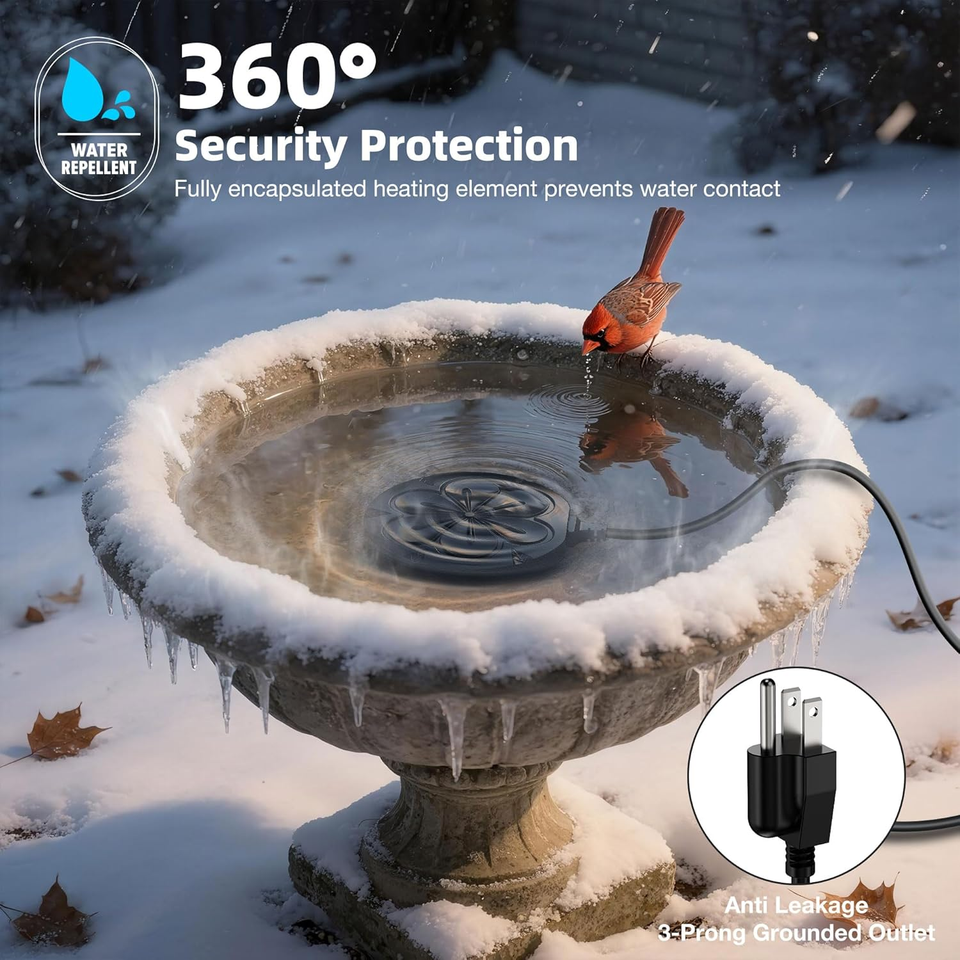 Bird Bath Heater for Outdoors in Winter, 110W Birdbath Water Heater ...