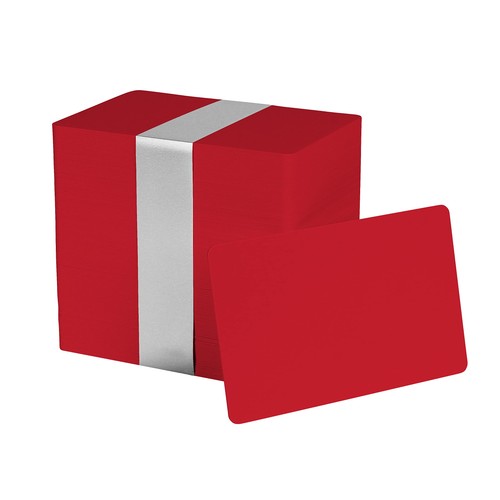 Pack 100 Red CR80 PVC Cards 30 Mil Blank Plastic ID Badge Printer ...