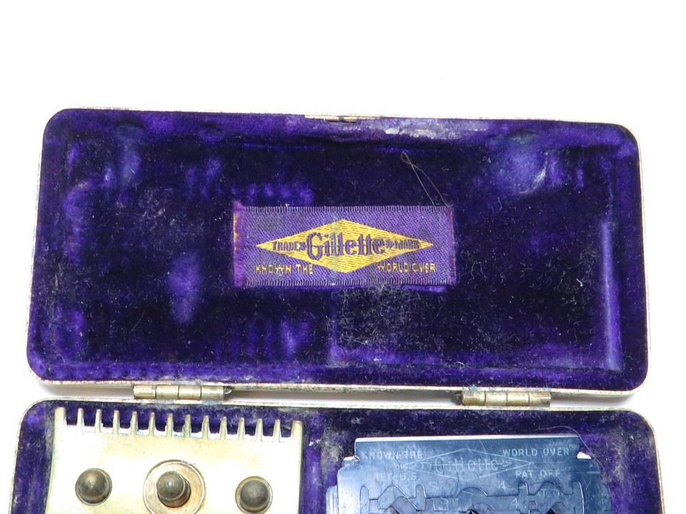 VINTAGE GILLETTE POCKET EDITION SAFETY RAZOR SET w/GOLD TONE CASE | eBay