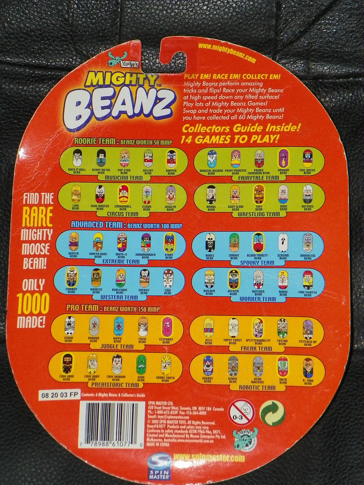 NEW 2003 MIGHTY BEANZ Original Series 1 RAPPER BEAN # 5 Musician Team ...