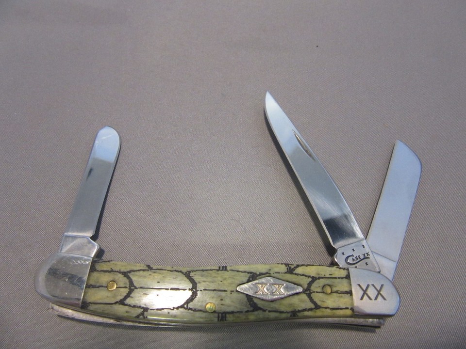CASE XX #6318SS Stockman Olive Green Bone Handle "Scarab Design" NEW ...