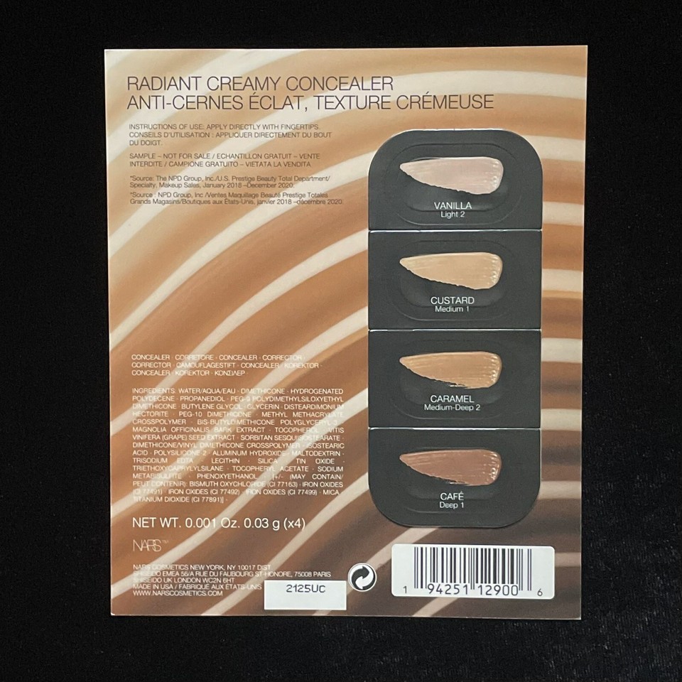 3 X NARS Radiant Creamy Concealer 4-Shades Sample Cards Lot New | eBay