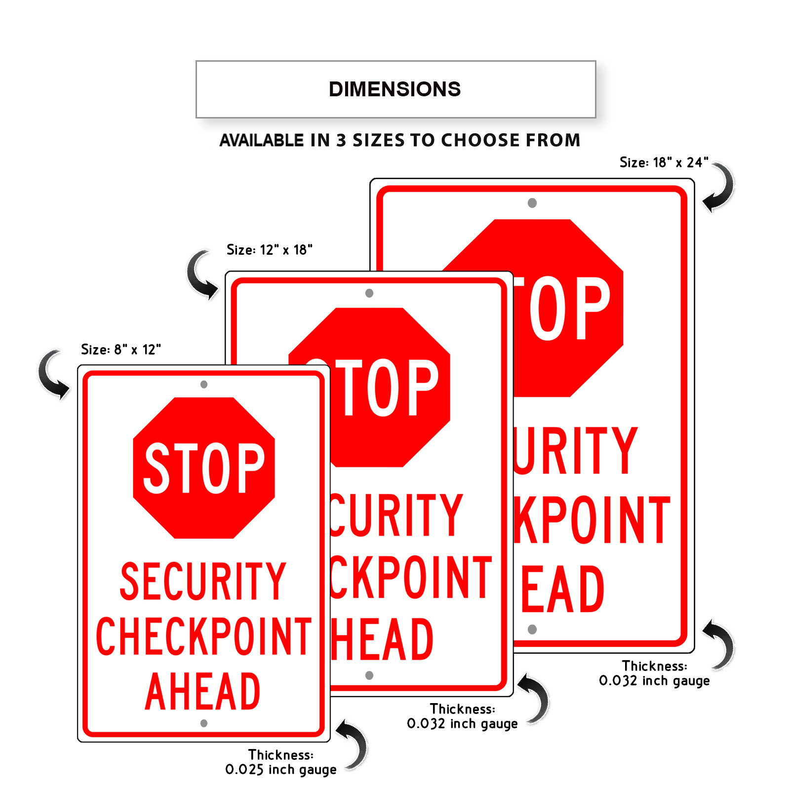 Notice Stop Security Check Point Ahead Traffic Rectangle Aluminum Metal ...