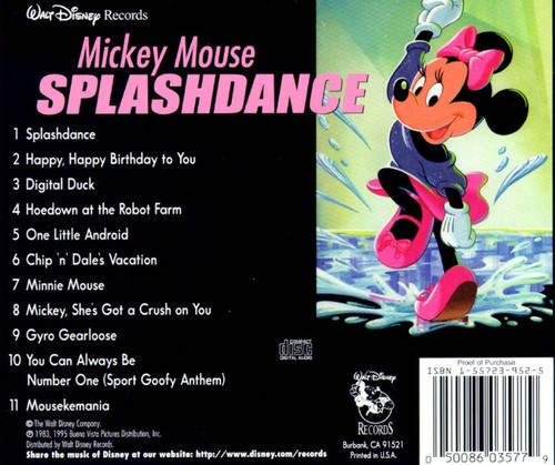 NEW Mickey Mouse 1980s Splashdance CD 1995 Walt Disney Records RARE OOP ...
