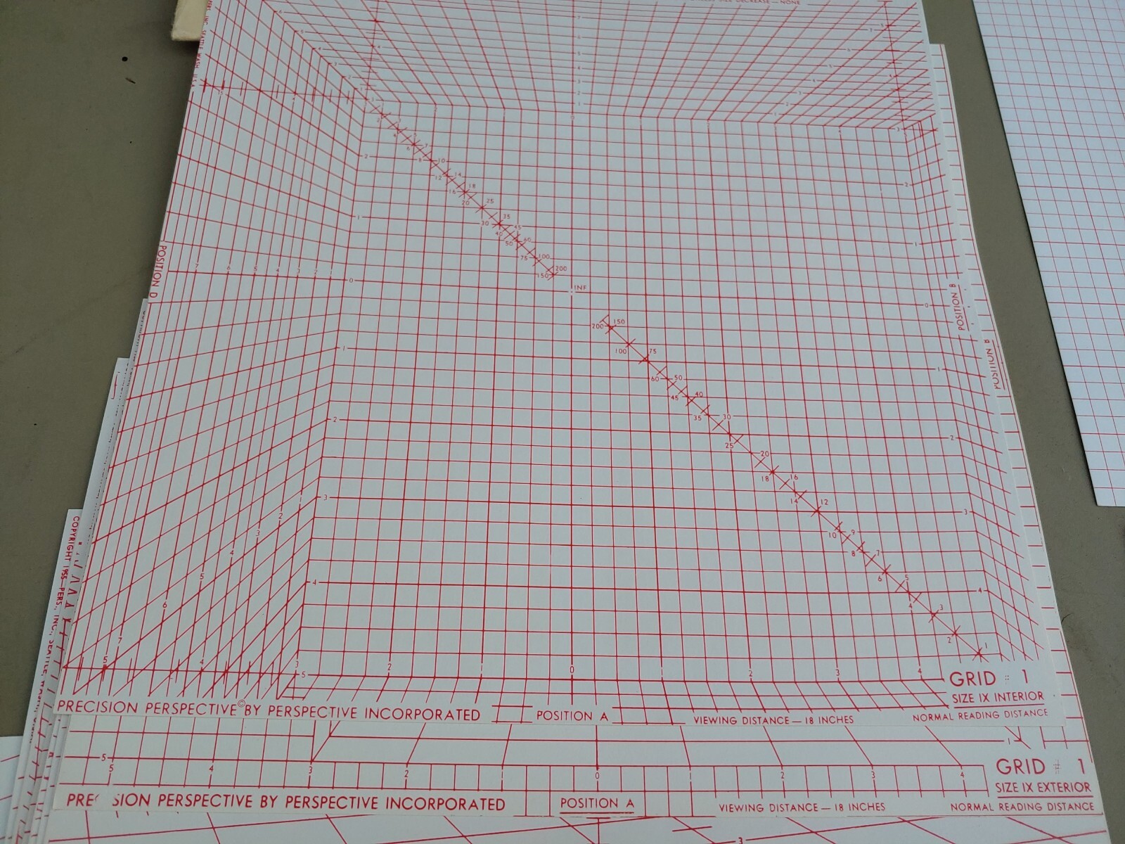1955 Lawson Perspective Grid Charts Size IX Basic Set W Selector Charts ...