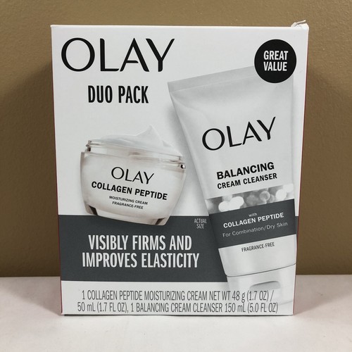 Oil of Olay Collagen Peptide Fragrance Free Cleanser Moisture Cream Duo ...